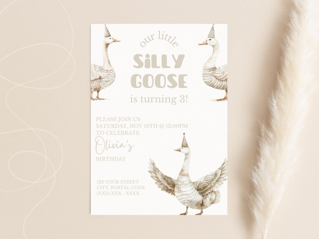 Editable Silly Goose Birthday Invitation Template for Kids Party With ...