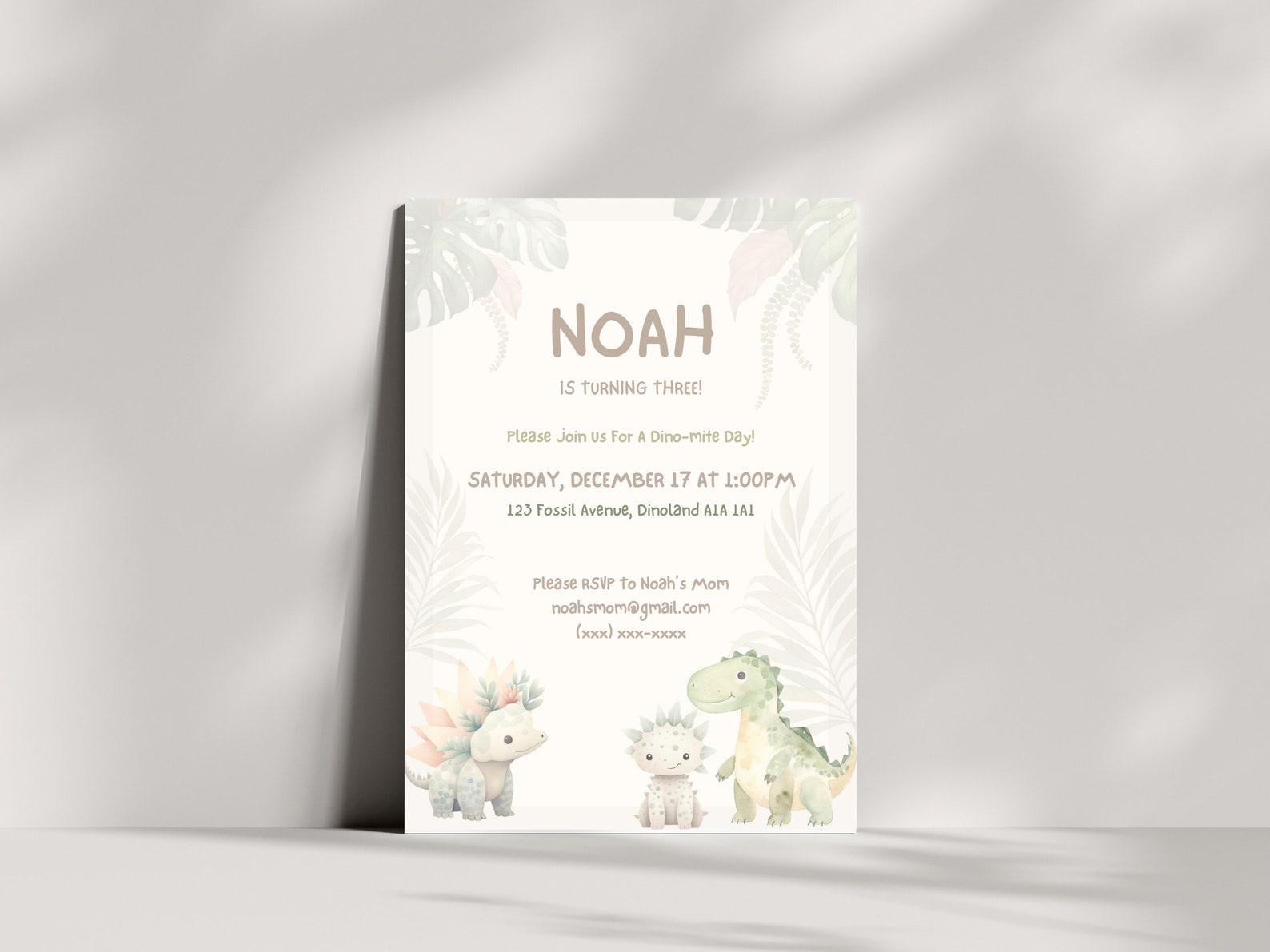 Editable Dinosaur Birthday Invitation Template for Kids Party With ...