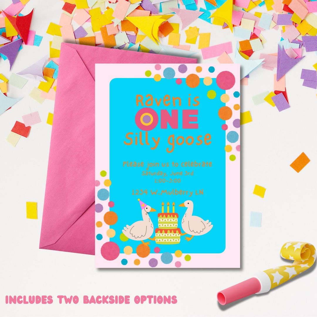 ONE Silly Goose Birthday Invitation - Etsy