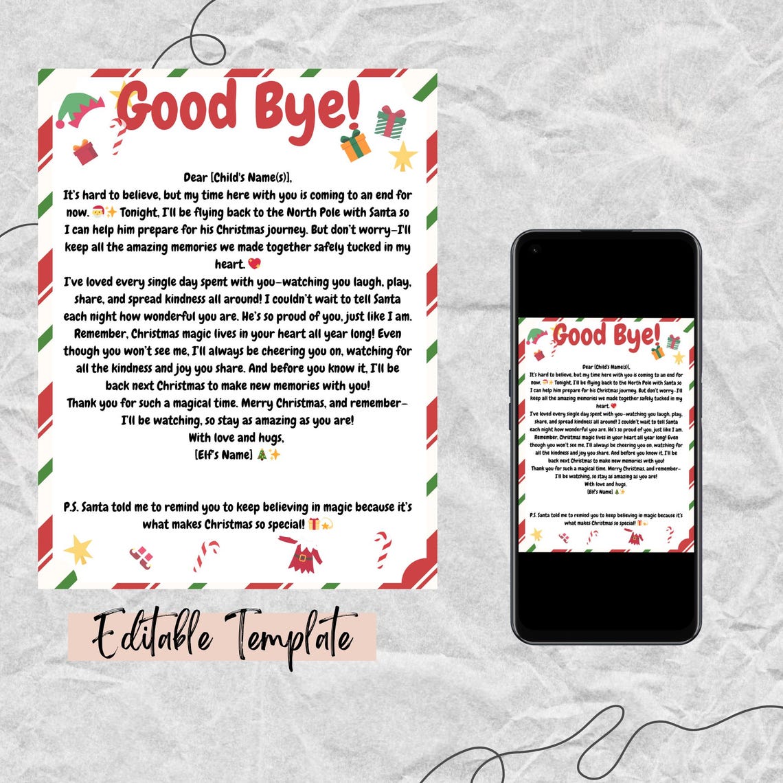 Editable Elf on the Shelf Arrival & Departure Letters Personalized ...