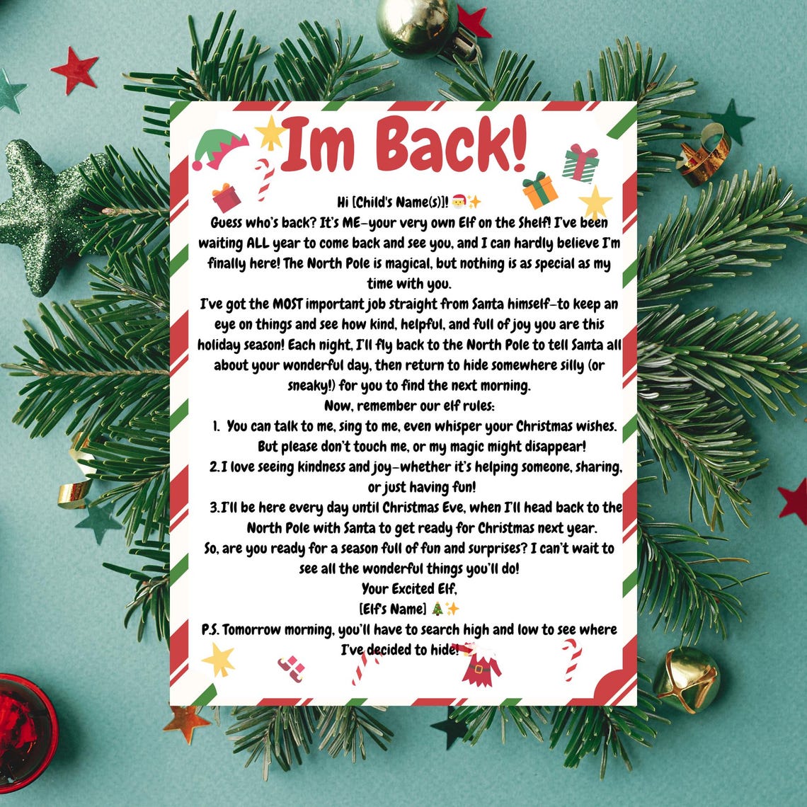 Editable Elf on the Shelf Arrival & Departure Letters | Personalized ...