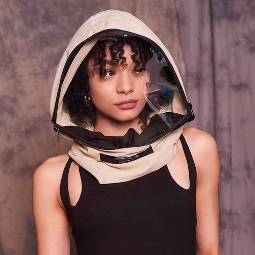 Infinity Scarf Hood Linen Face Shield Mask Full Face Mask | Etsy