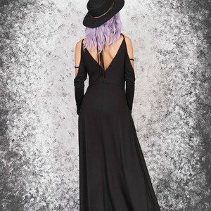 Black Gothic Gown, Goth Dress, Witch Dress, Halloween Dress Woman ...