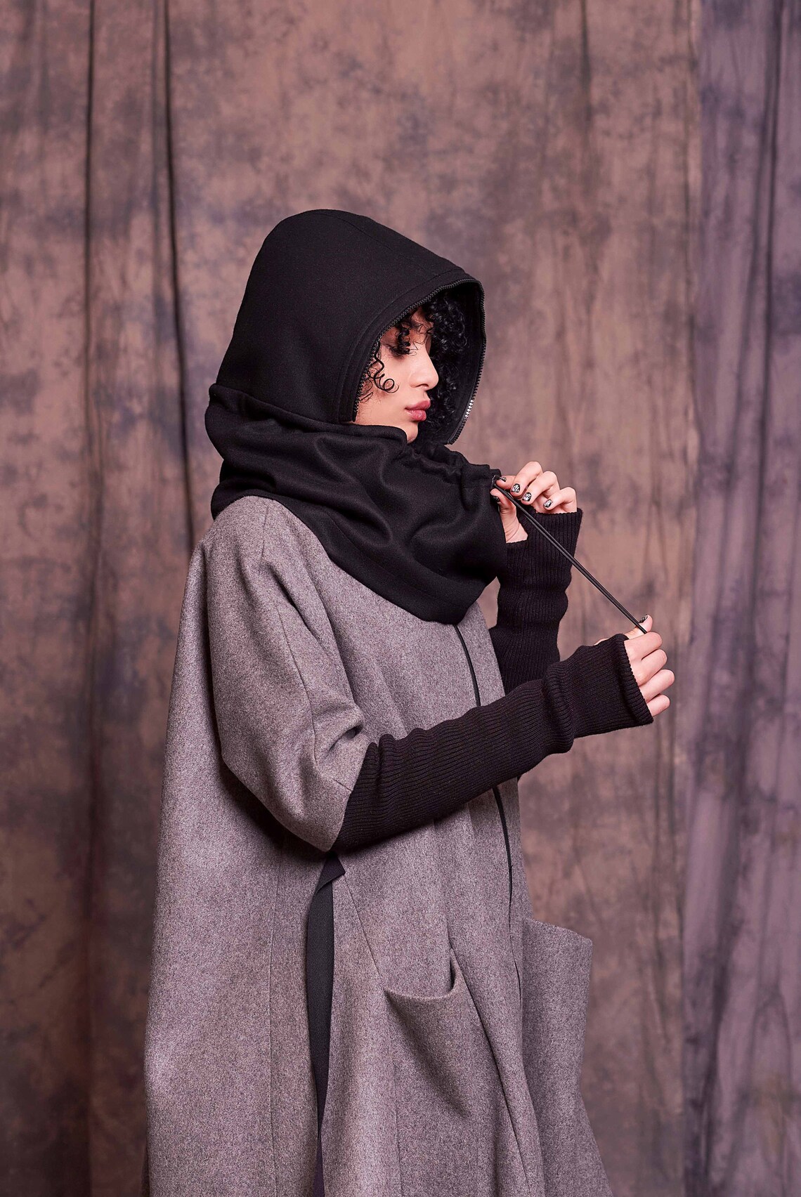 Cowl Hood With Shield Winter Face Shield Wool Scarf Cowl - Etsy