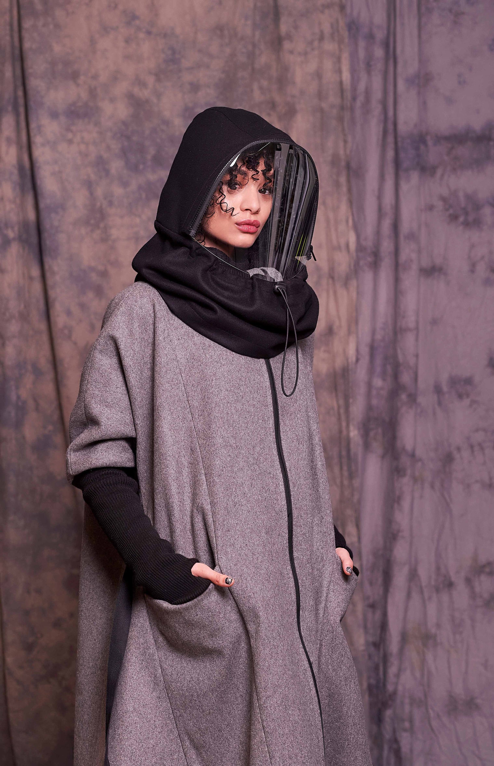 Cowl Hood With Shield Winter Face Shield Wool Scarf Cowl - Etsy