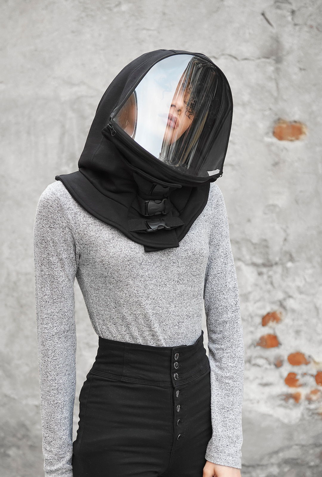 Fully Closed Face Shield, Cowl Hood Scarf, Hooded Face Shield, Adult ...