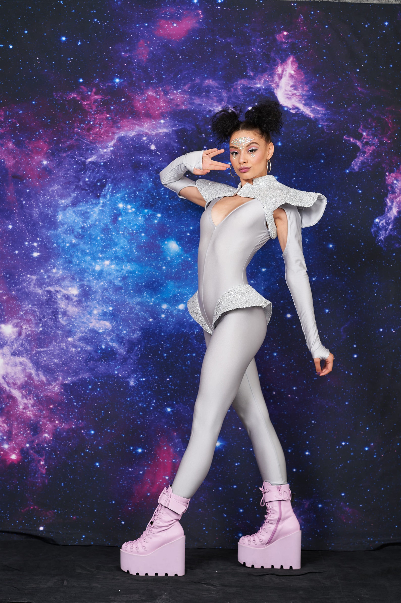 Silver Alien Bodysuit Seqin Alien Costume for Woman | Etsy