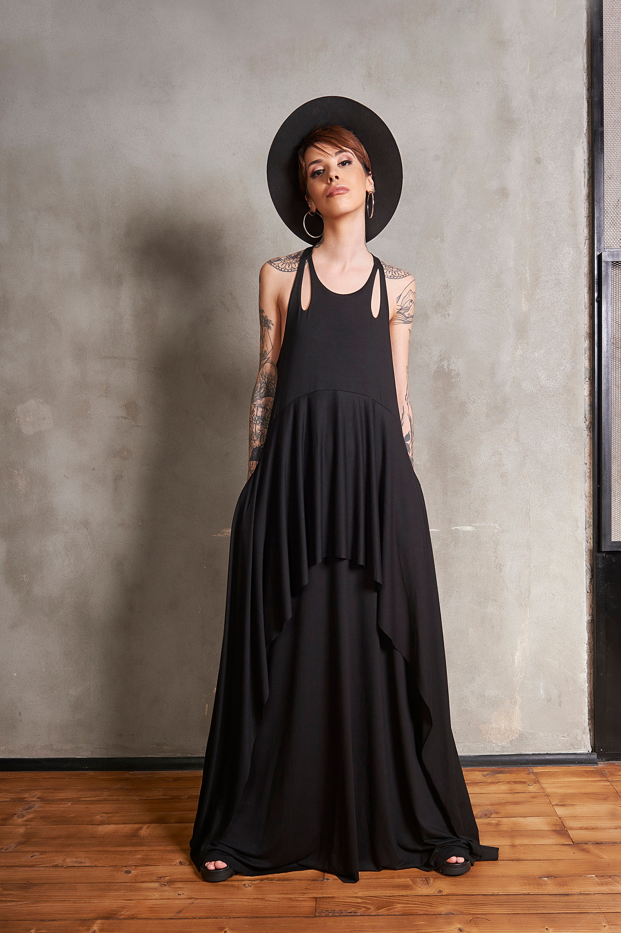 Black Kaftan Maxi Dress, Open Back, Plus Size Boho Festival Clothing - Etsy