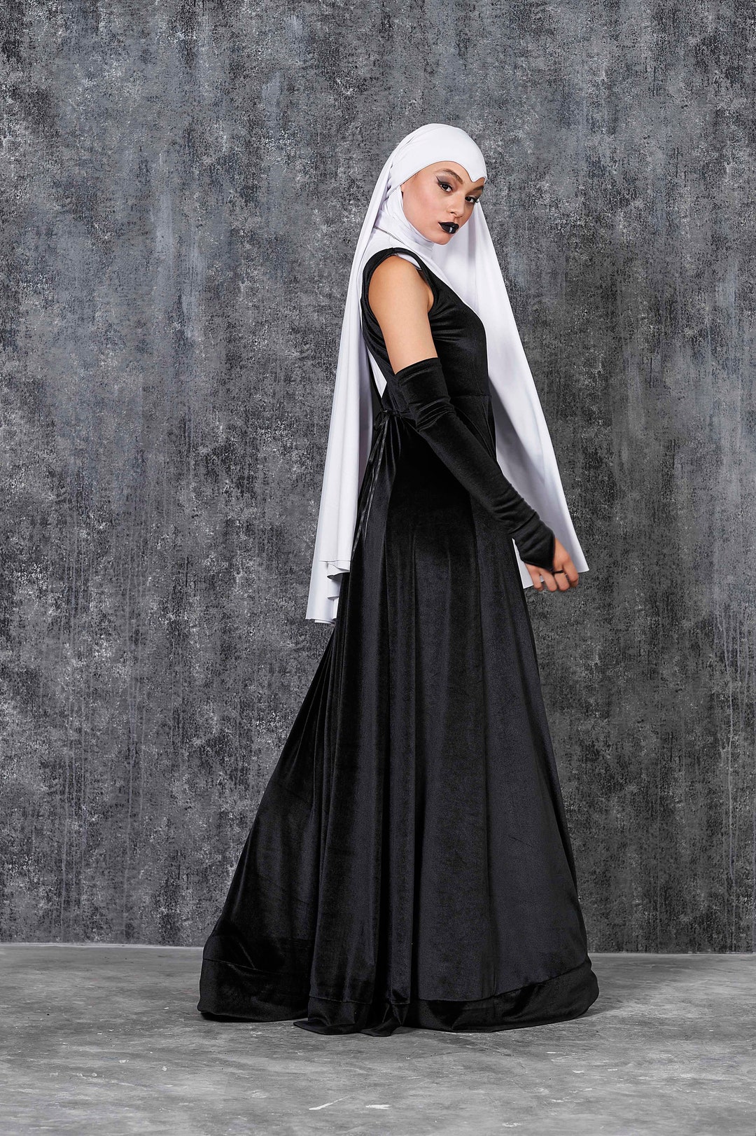 Long Nun Veil, White Veil Nun, Nun Wimple, Nun Collar, Sexy Nun Outfit, Halloween Costume Woman ...