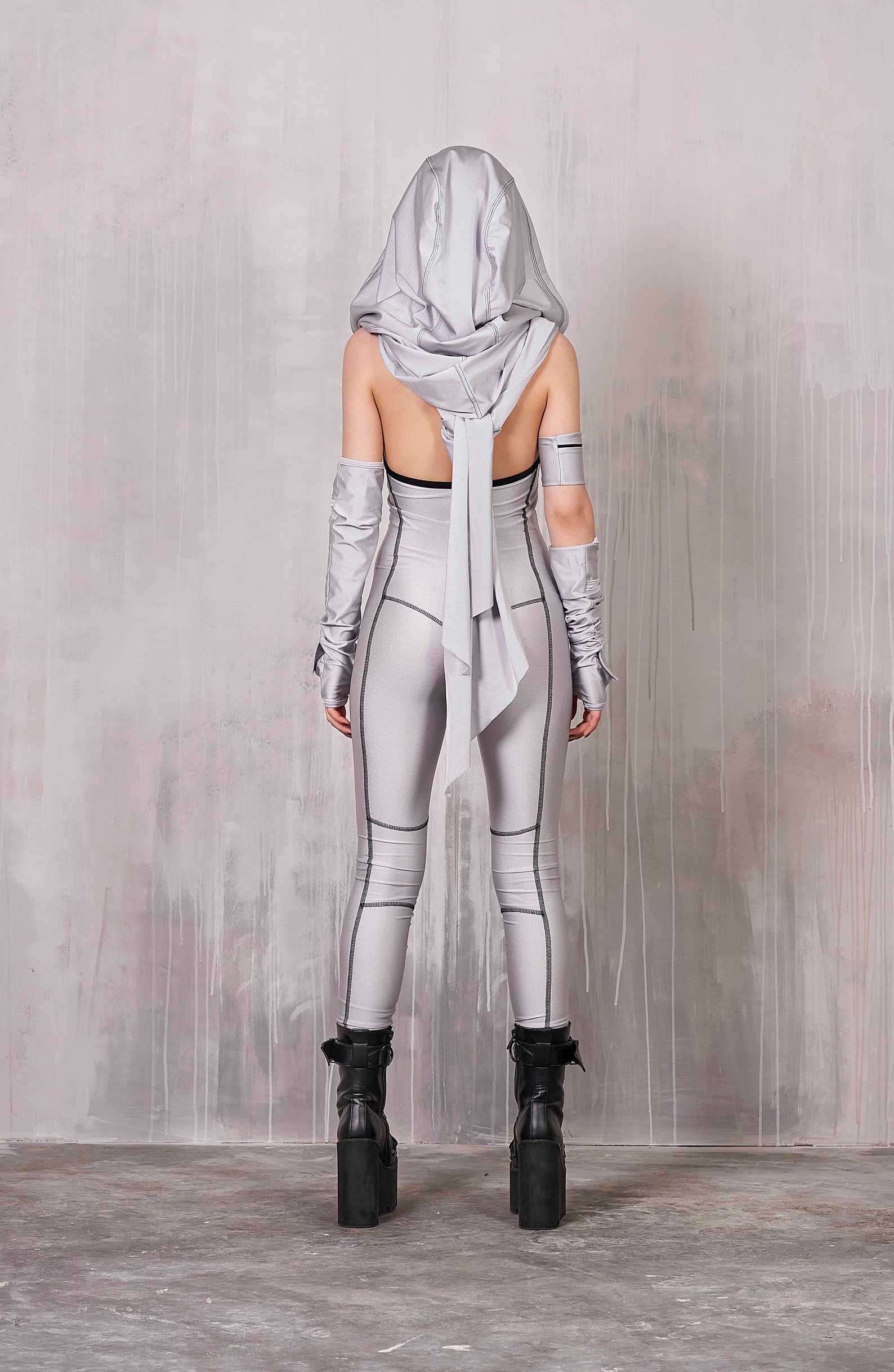 Silver Bodysuit Cyberpunk Clothing Alien Costume Burning | Etsy