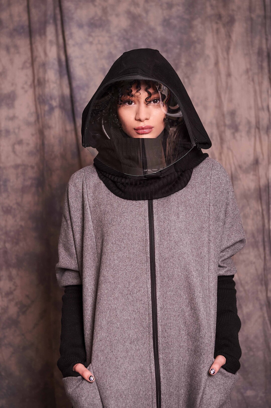 Wool Hooded Scarf, Winter Face Shield, Infinity Cowl - Etsy