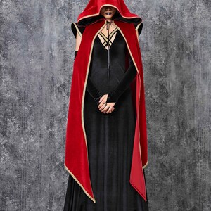 Red Halloween Cape, Hooded Cloak, Halloween Costume Woman, Witch Cape ...