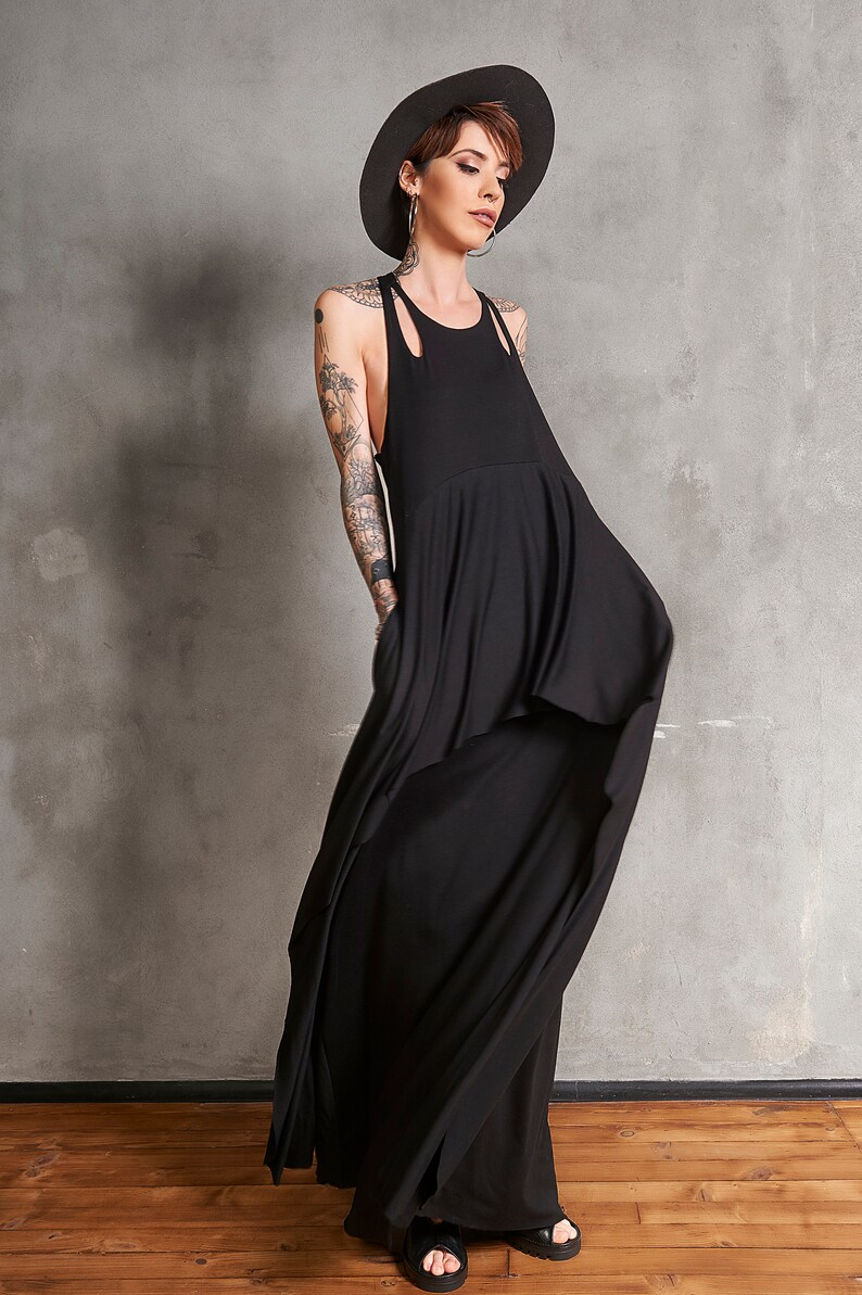 Black Kaftan Maxi Dress, Open Back, Plus Size Boho Festival Clothing - Etsy