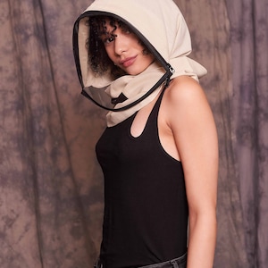 Infinity Scarf Hood, Linen Face Shield Mask, Full Face Mask, Scarf Hood ...