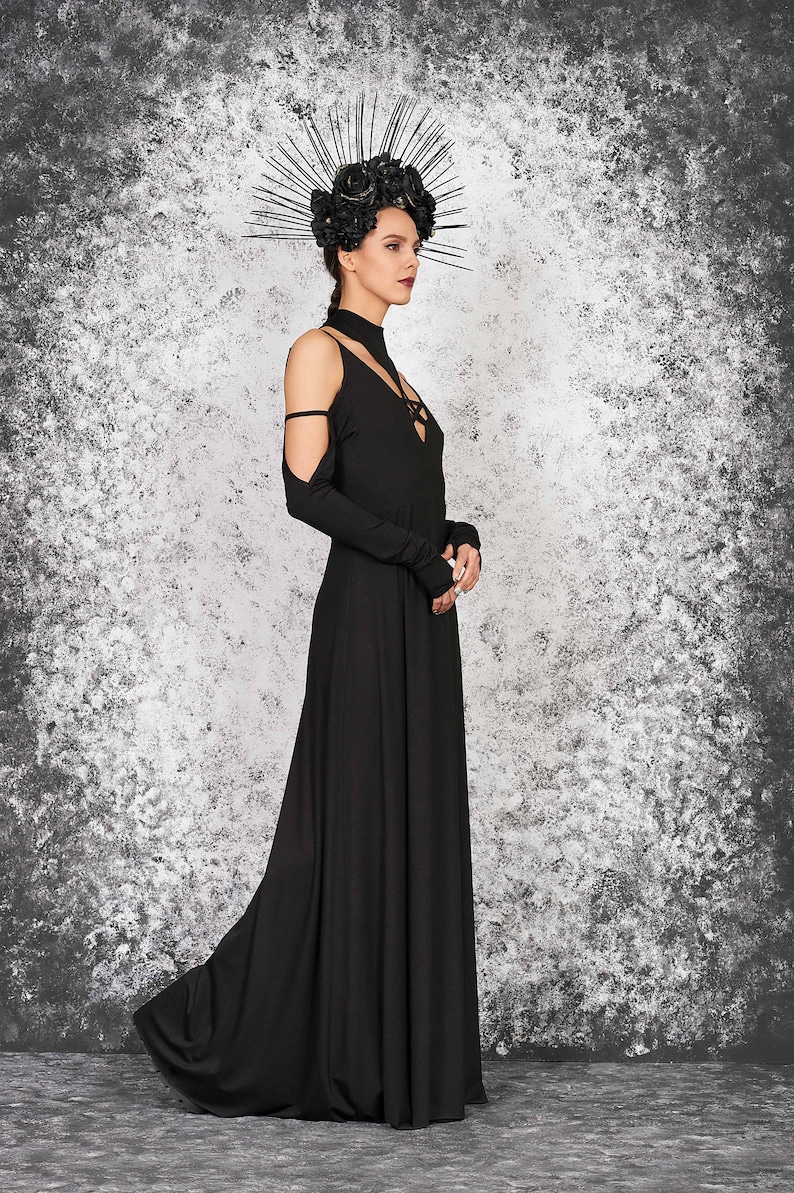 Black Gothic Gown Goth Dress Witch Dress Halloween Dress | Etsy