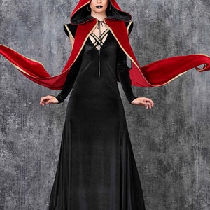 Red Halloween Cape, Hooded Cloak, Halloween Costume Woman, Witch Cape ...