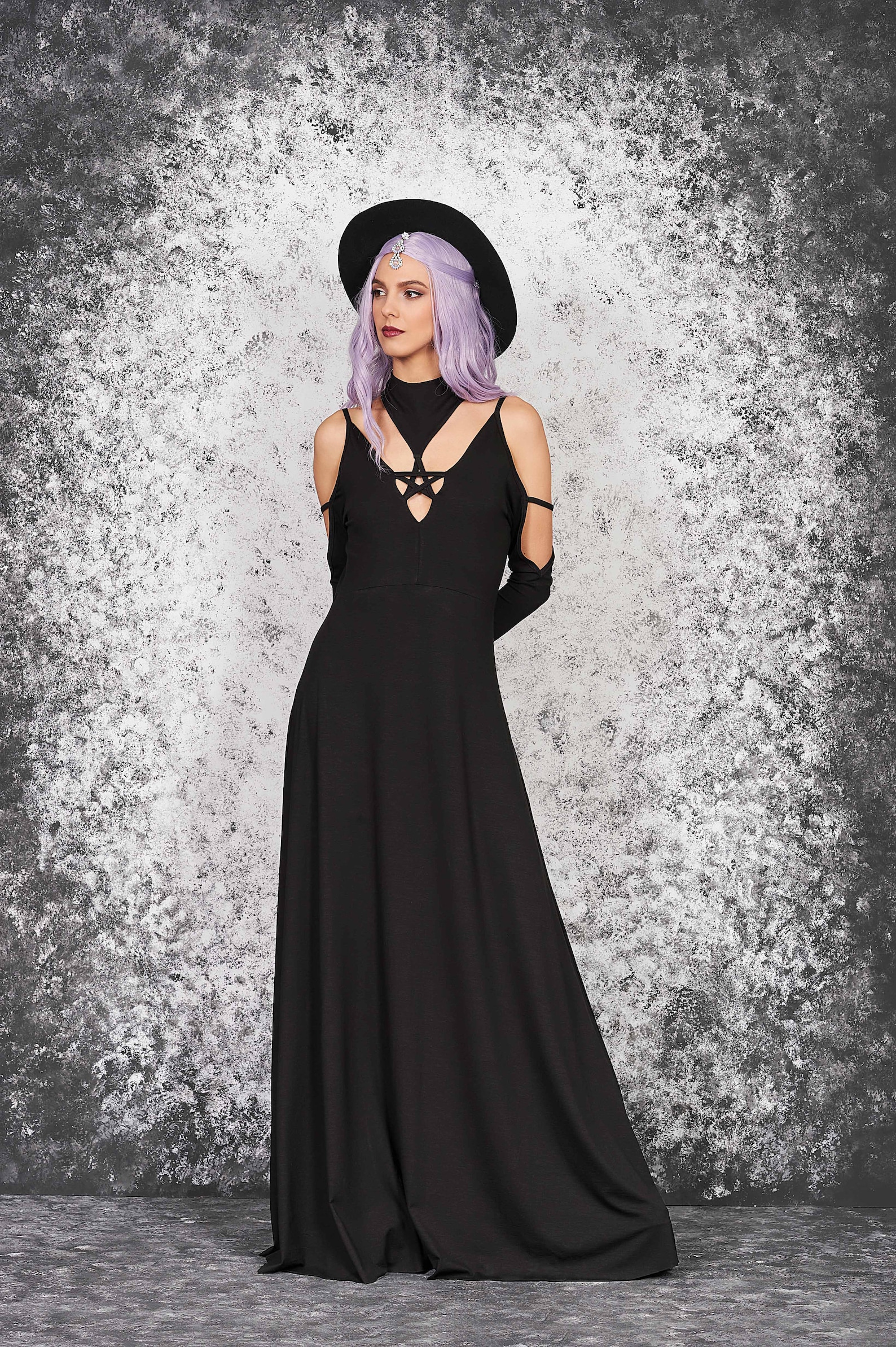 Black Gothic Gown Goth Dress Witch Dress Halloween Dress | Etsy