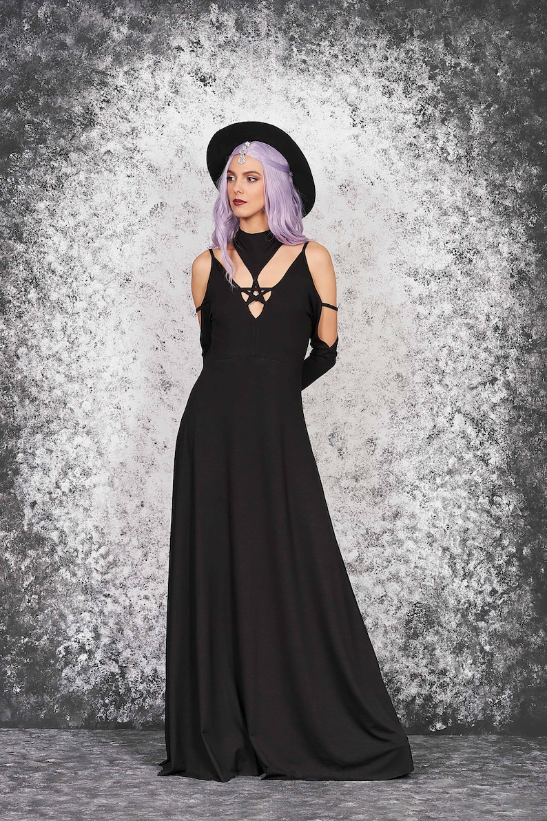Black Gothic Gown Goth Dress Witch Dress Halloween Dress | Etsy