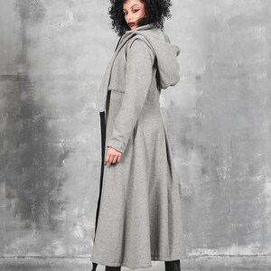 Hooded Wool Maxi Coat, Gray Winter Steampunk Coat - Etsy