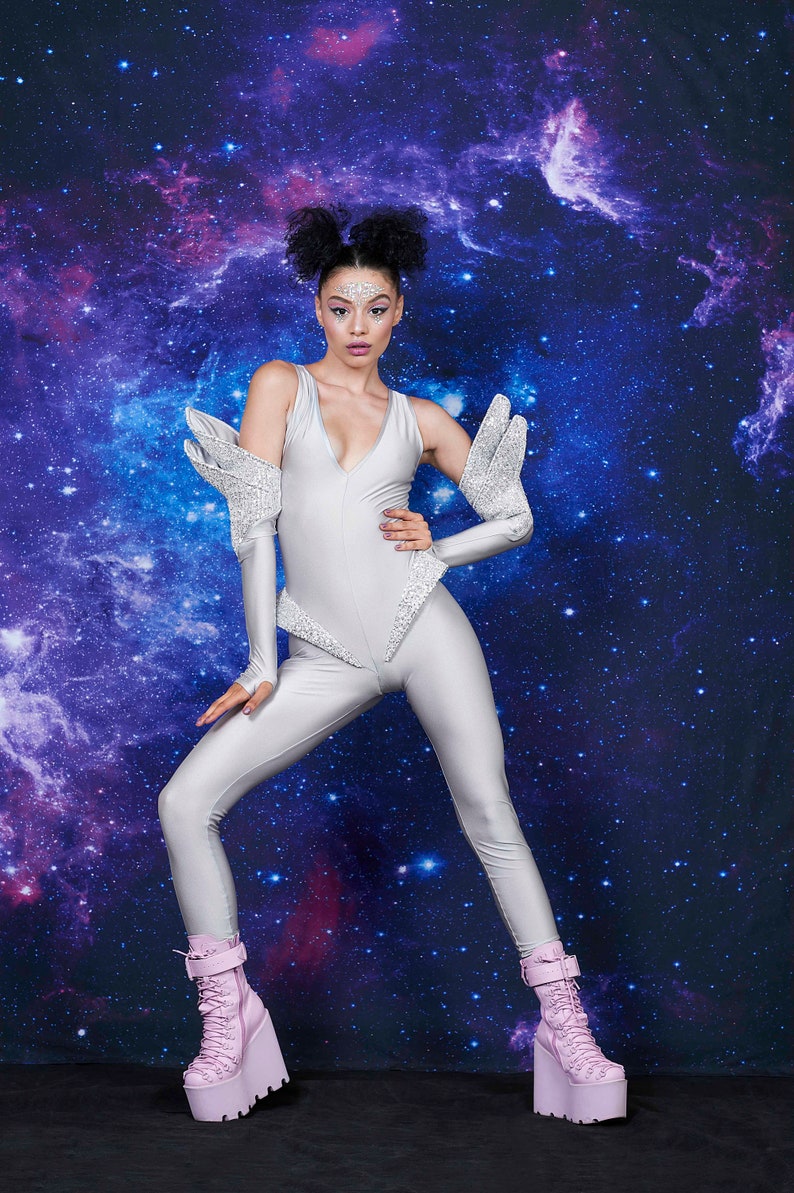 Silver Alien Bodysuit Sexy Halloween Costume Woman Halloween - Etsy