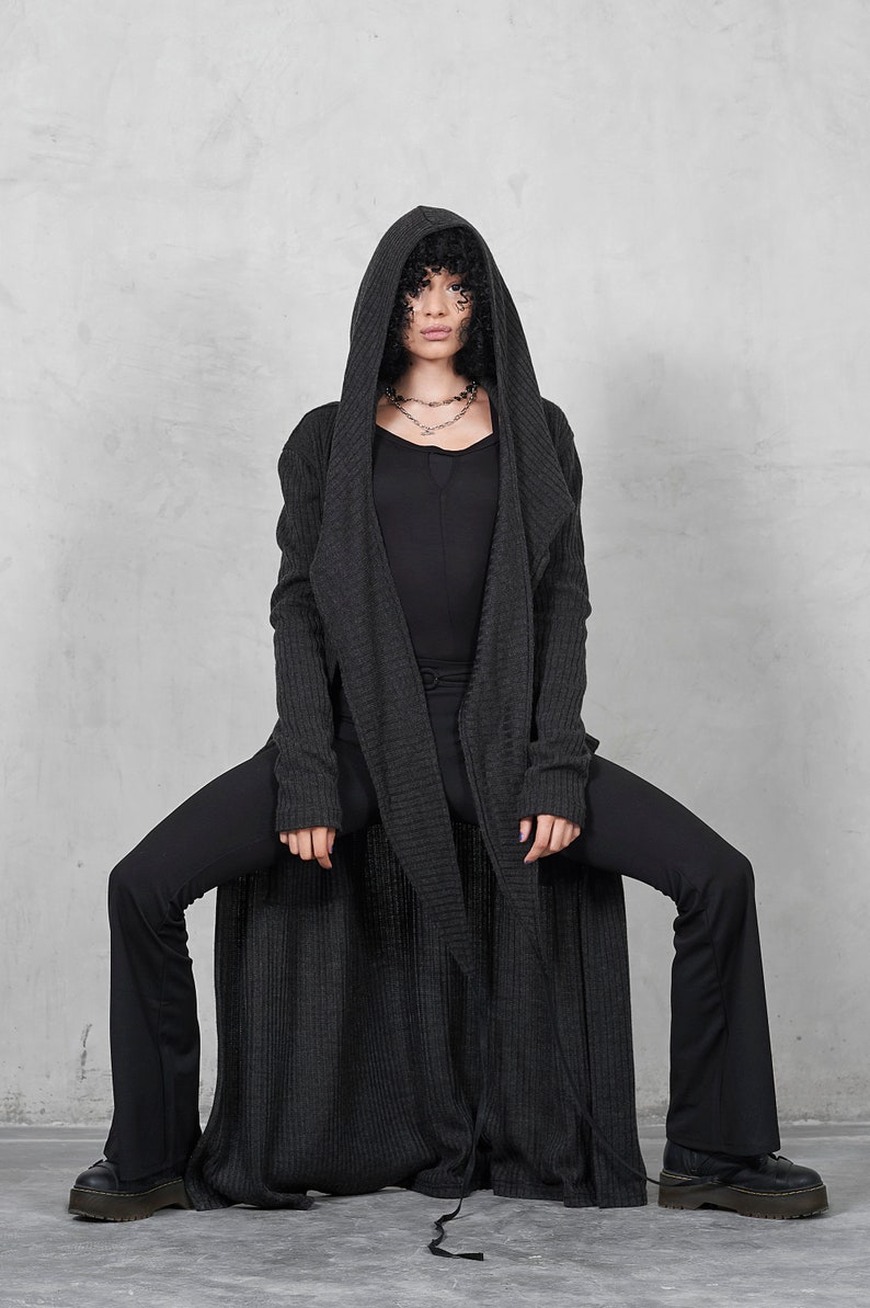 Hooded Wool Blend Cardigan Coat, Steampunk Gothic Style - Etsy