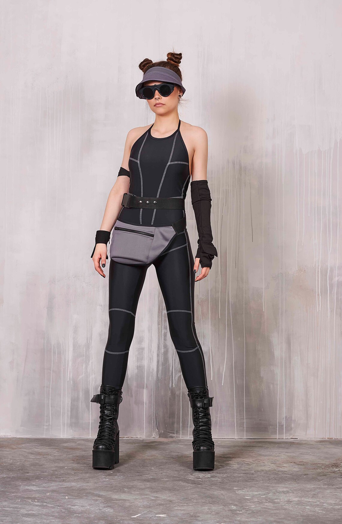 Black Bodycon Costume Cyberpunk Clothing Rave Bodysuit - Etsy