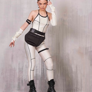 Black Bodycon Costume, Cyberpunk Clothing, Rave Bodysuit, Festival ...