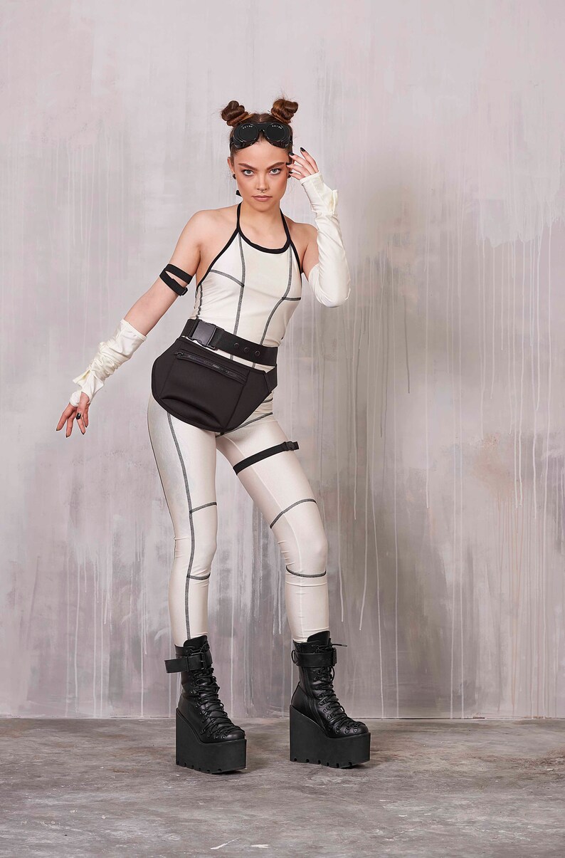 Black Bodycon Costume Cyberpunk Clothing Rave Bodysuit - Etsy