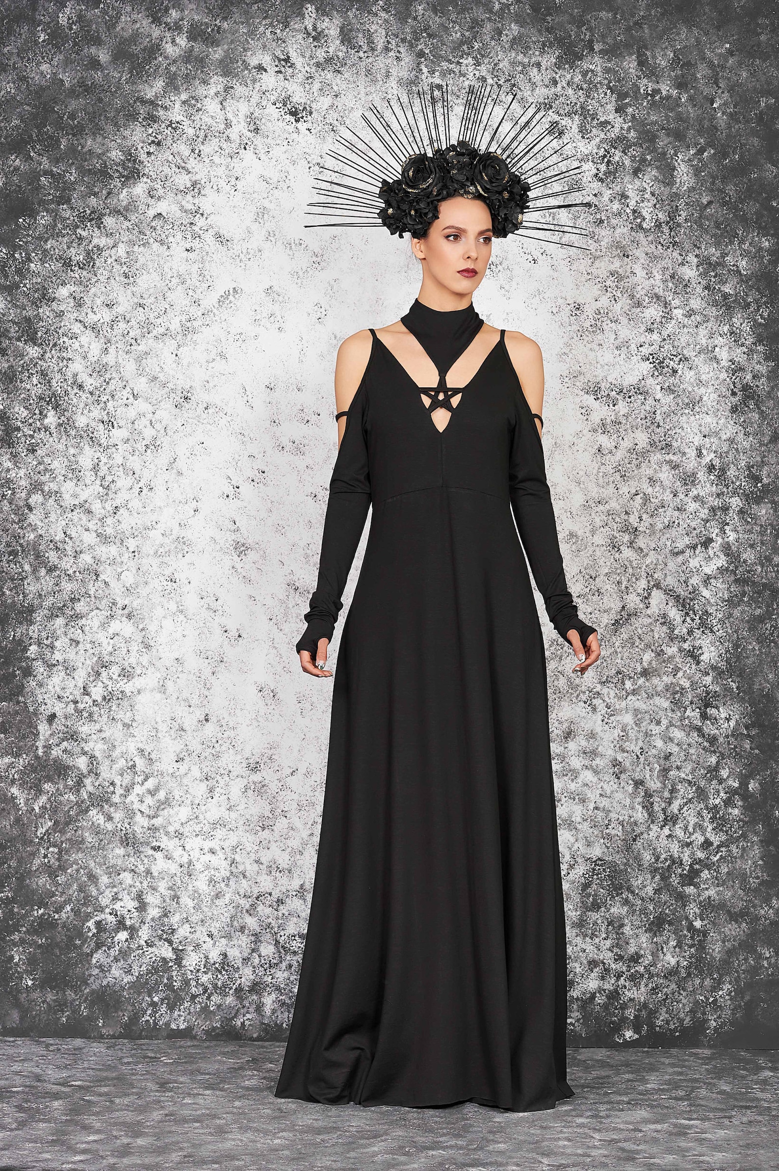 Black Gothic Gown Goth Dress Witch Dress Halloween Dress | Etsy