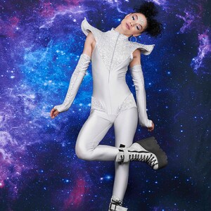 Halloween Gloves Woman, Alien Gloves, Silver Sequin Gloves, Alien ...