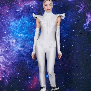 Halloween Gloves Woman, Alien Gloves, Silver Sequin Gloves, Alien ...