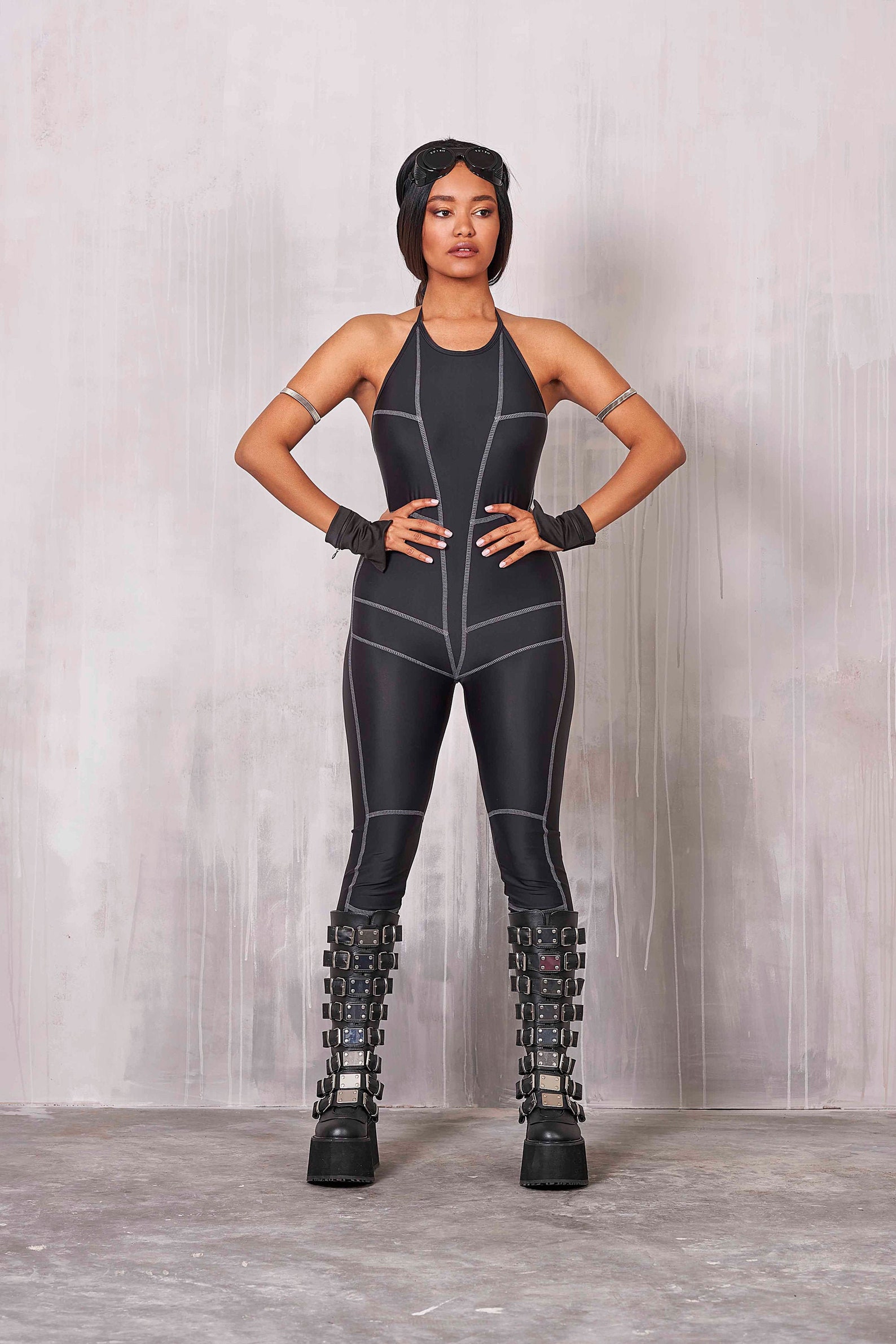 Black Bodycon Costume Cyberpunk Clothing Rave Bodysuit - Etsy