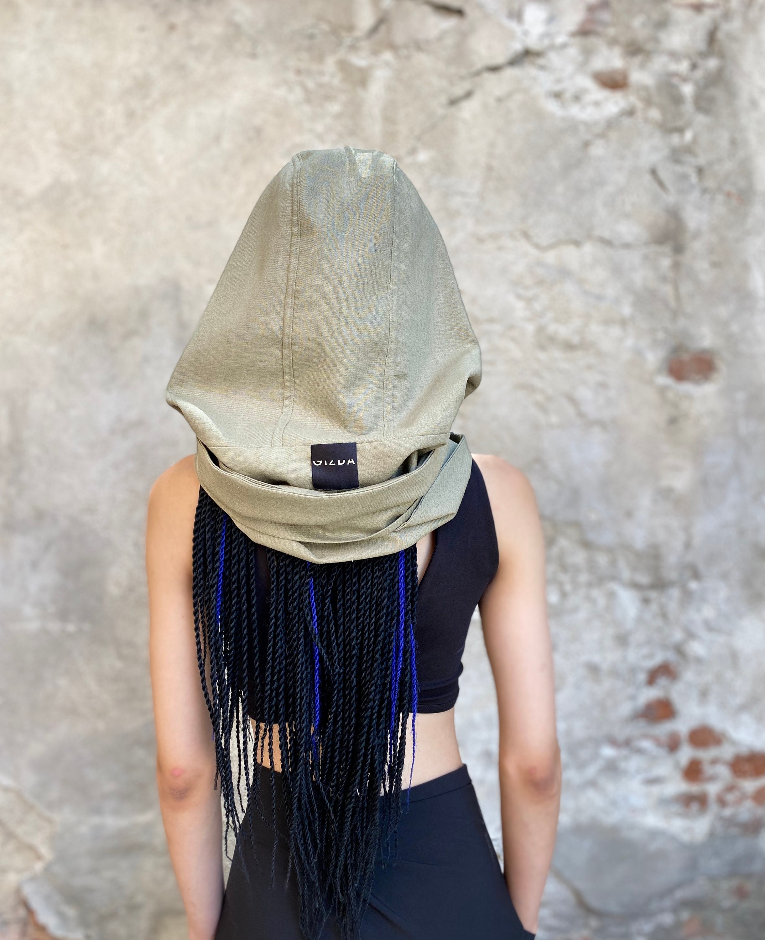 Linen Scarf Hood Face Shield, Infinity Scarf Hood, Face Shield Hood ...