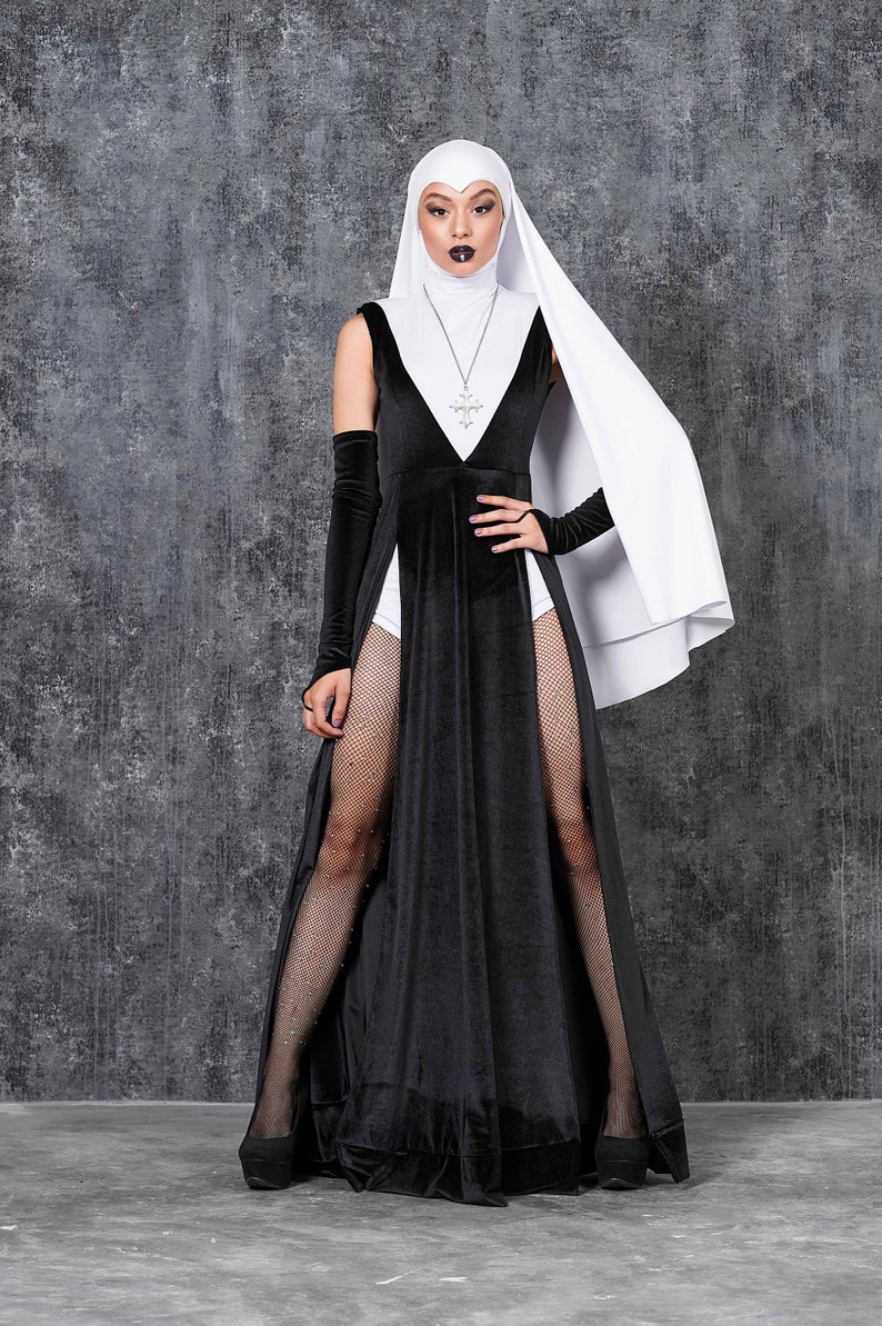 White Nun Veil, Wimple, Collar, Halloween Costume - Etsy