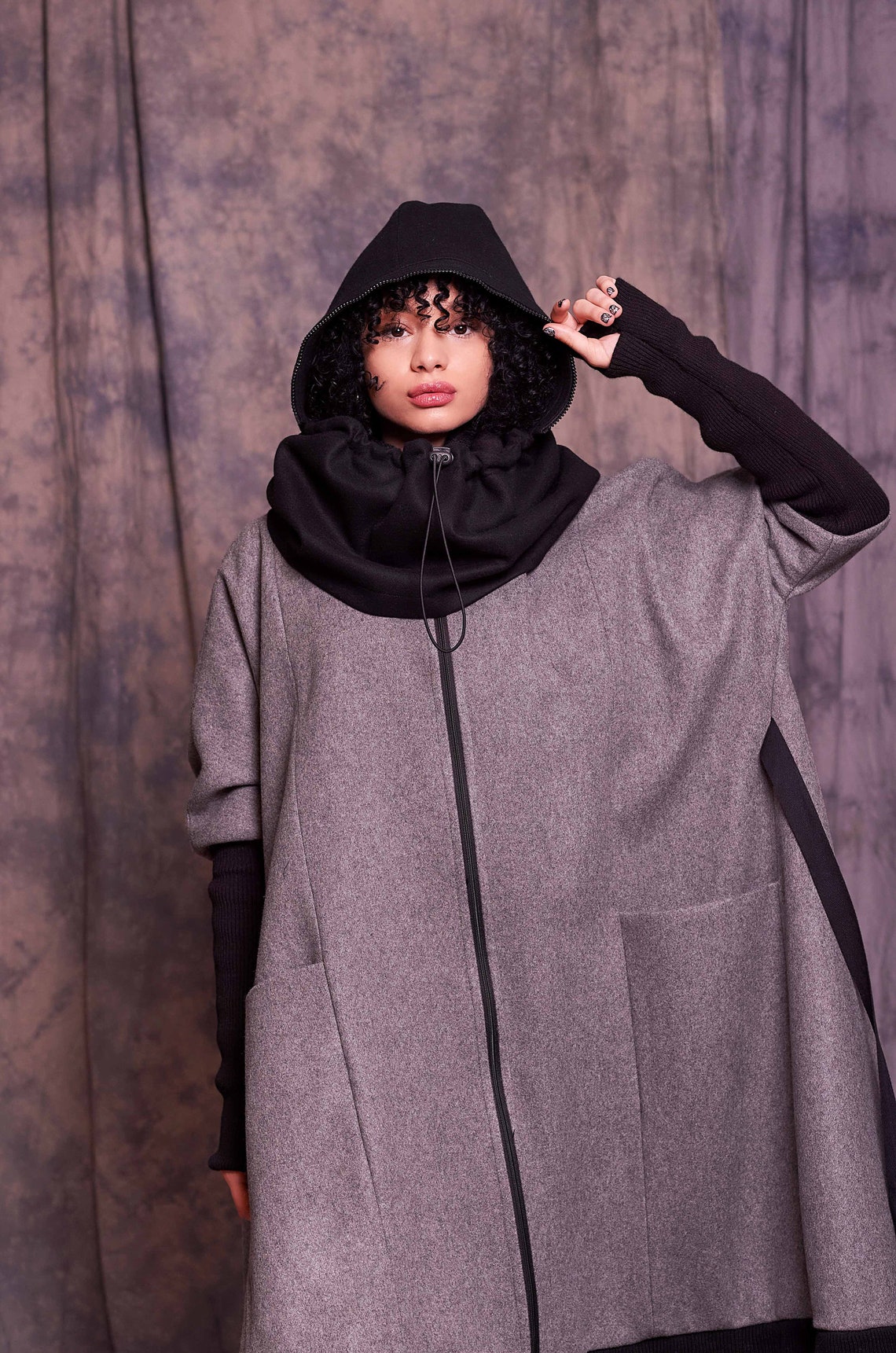 Cowl Hood With Shield Winter Face Shield Wool Scarf Cowl - Etsy