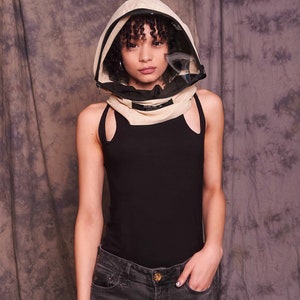 Infinity Scarf Hood, Linen Face Shield Mask, Full Face Mask, Scarf Hood ...