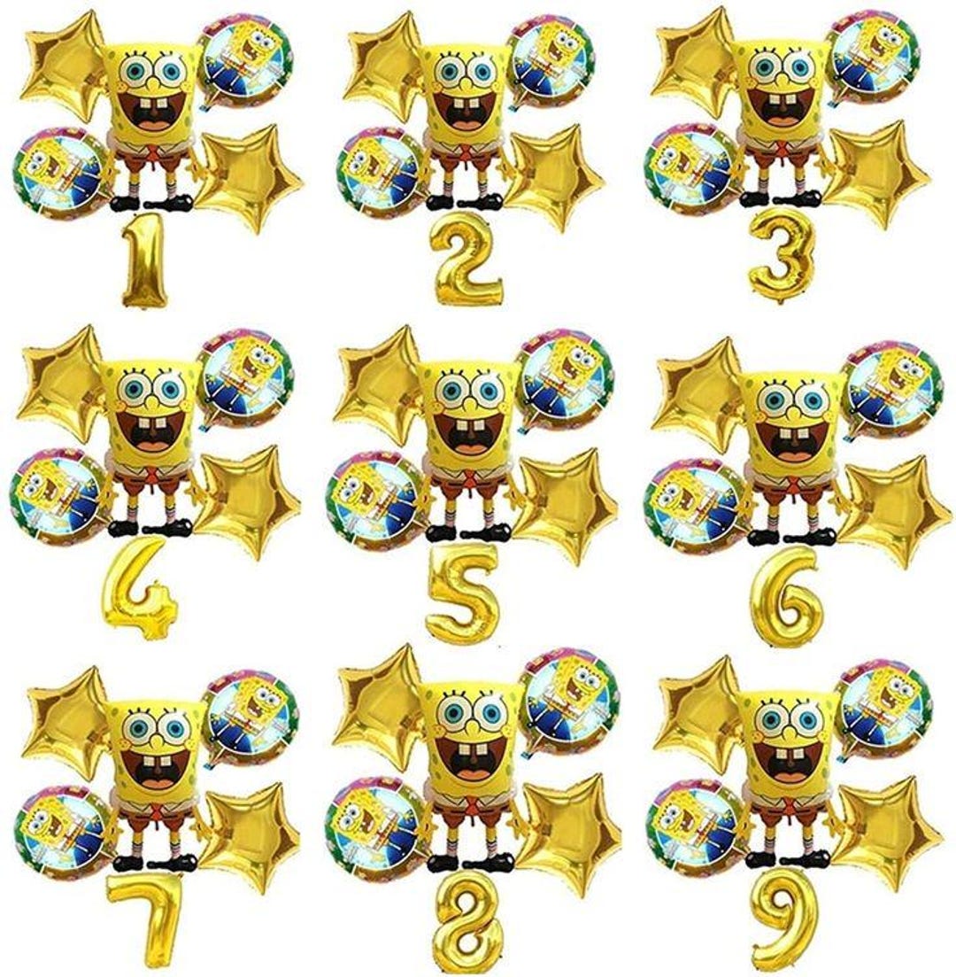 6PCS SPONGEBOB Themed Age Number Latex Foil Birthday Party Balloons. - Etsy
