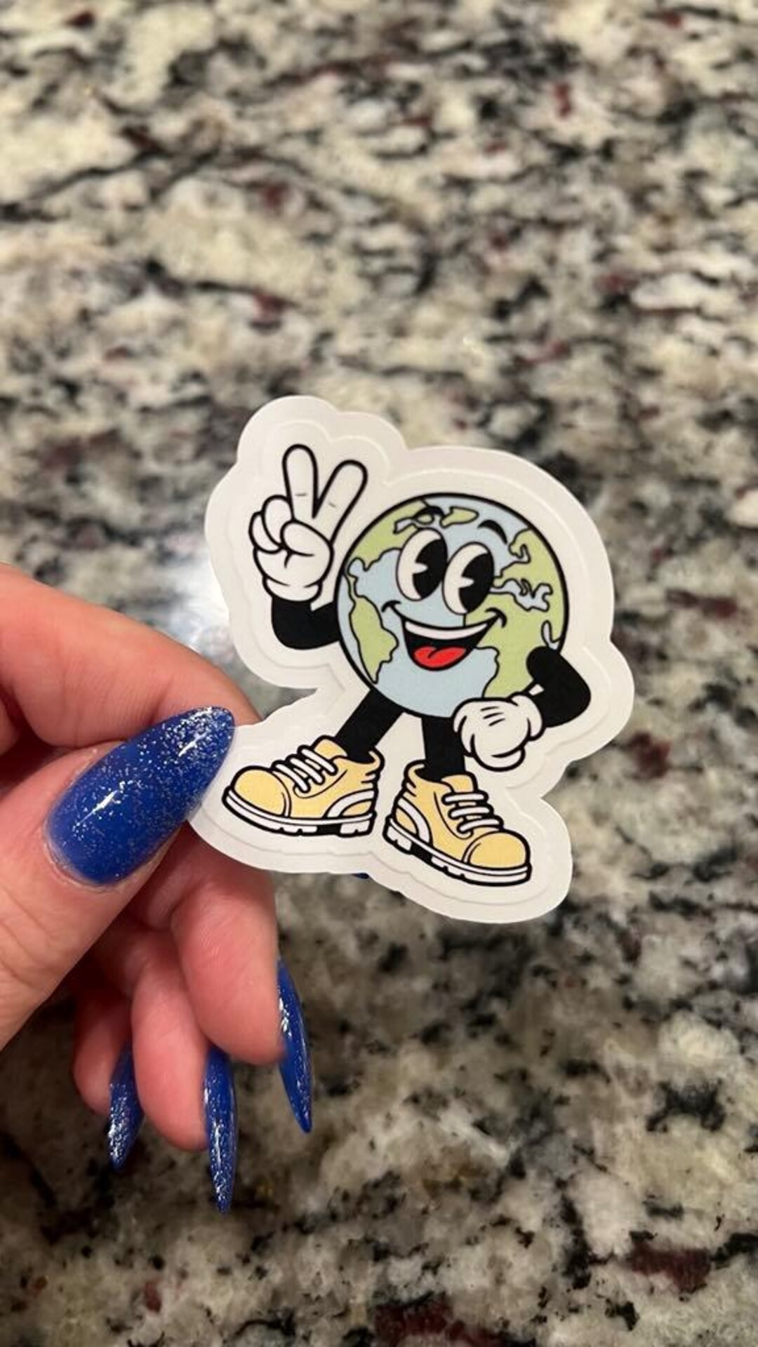 Smiling Earth Vinyl Sticker | Peace Sign Globe With Sneakers - Etsy