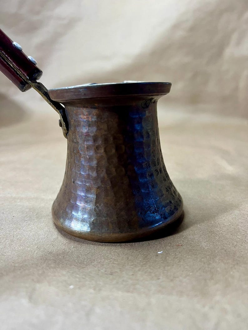 Hammered Copper Turkish Coffee Pot With Wooden Handle - Etsy