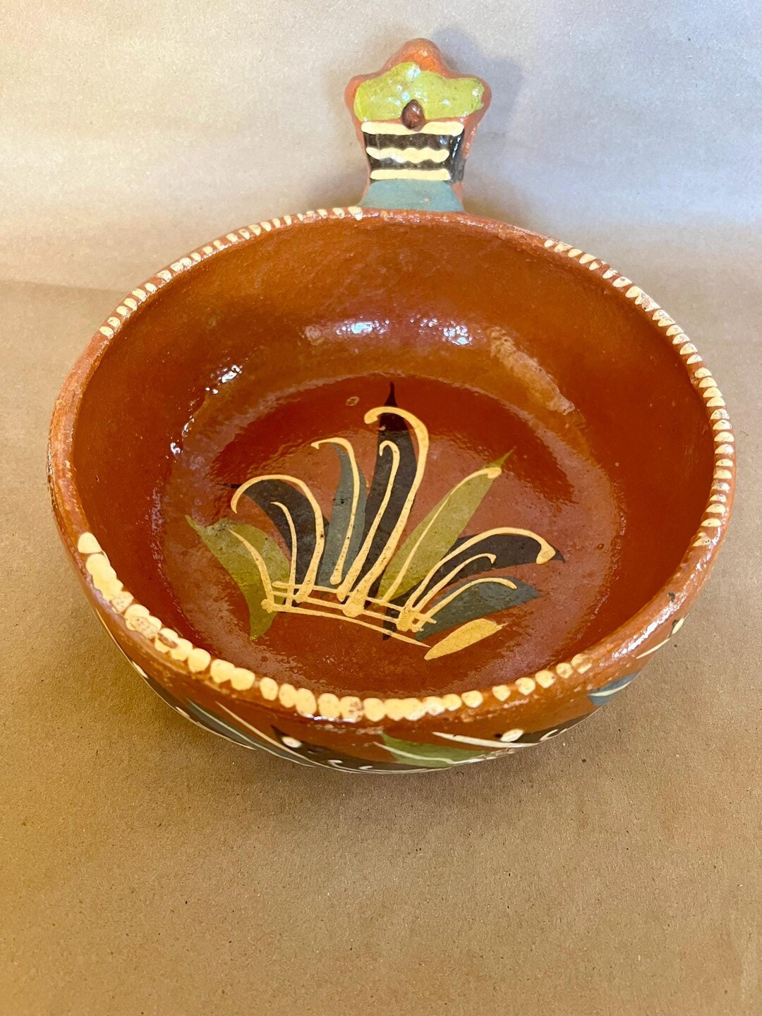 Vintage Mexican Olla De Barro Terra Cotta Serving Bowl 8 Etsy