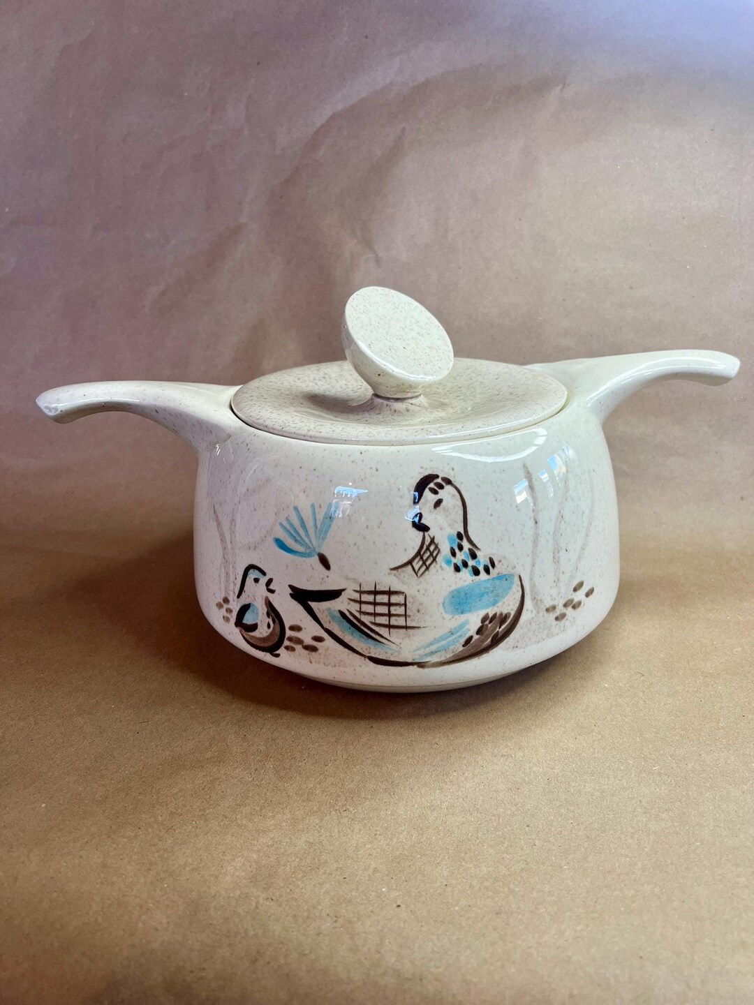 Red Wing Pottery Mid Century Handled Casserole -bob White Pattern - Etsy
