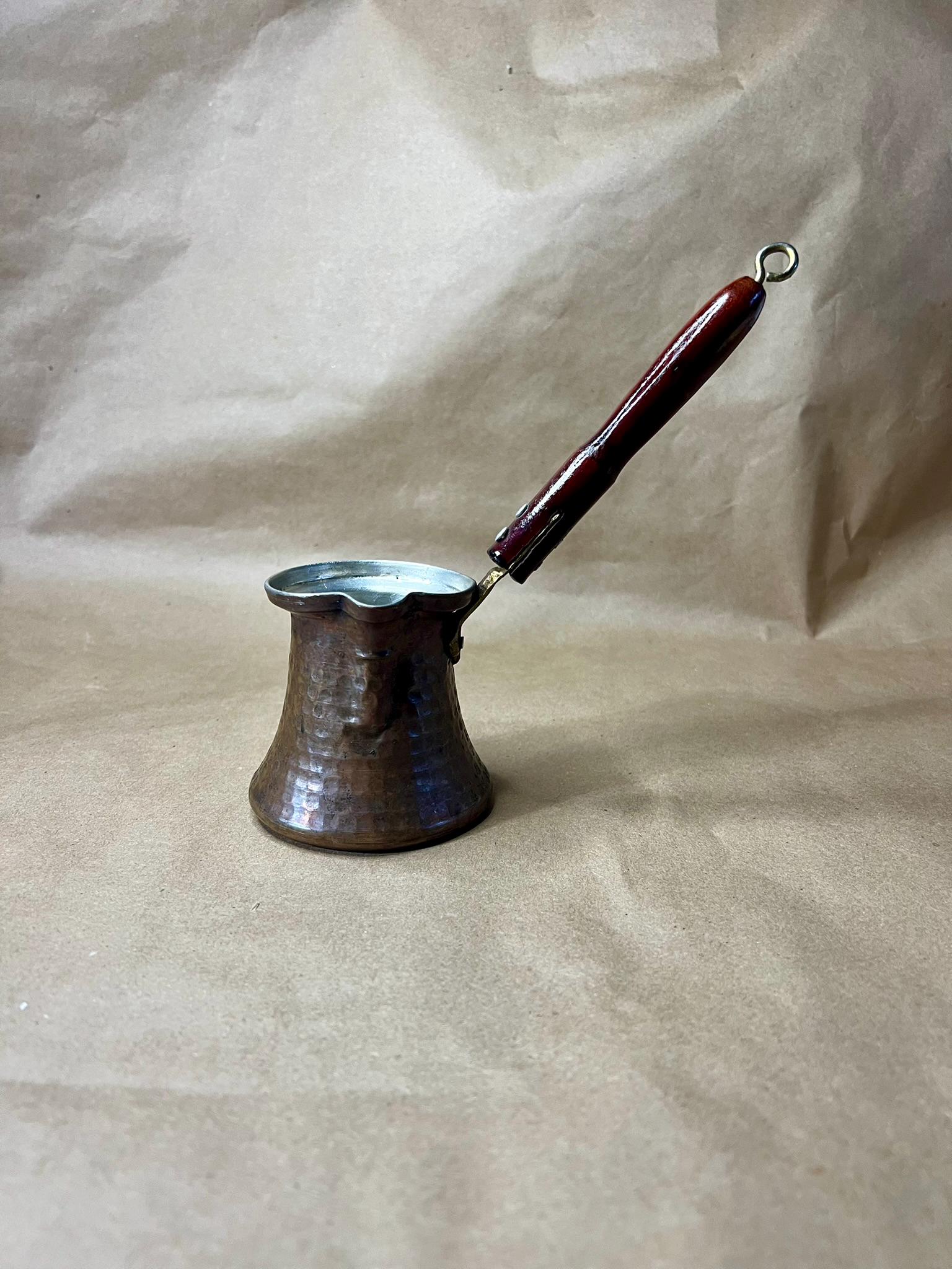 Hammered Copper Turkish Coffee Pot With Wooden Handle - Etsy