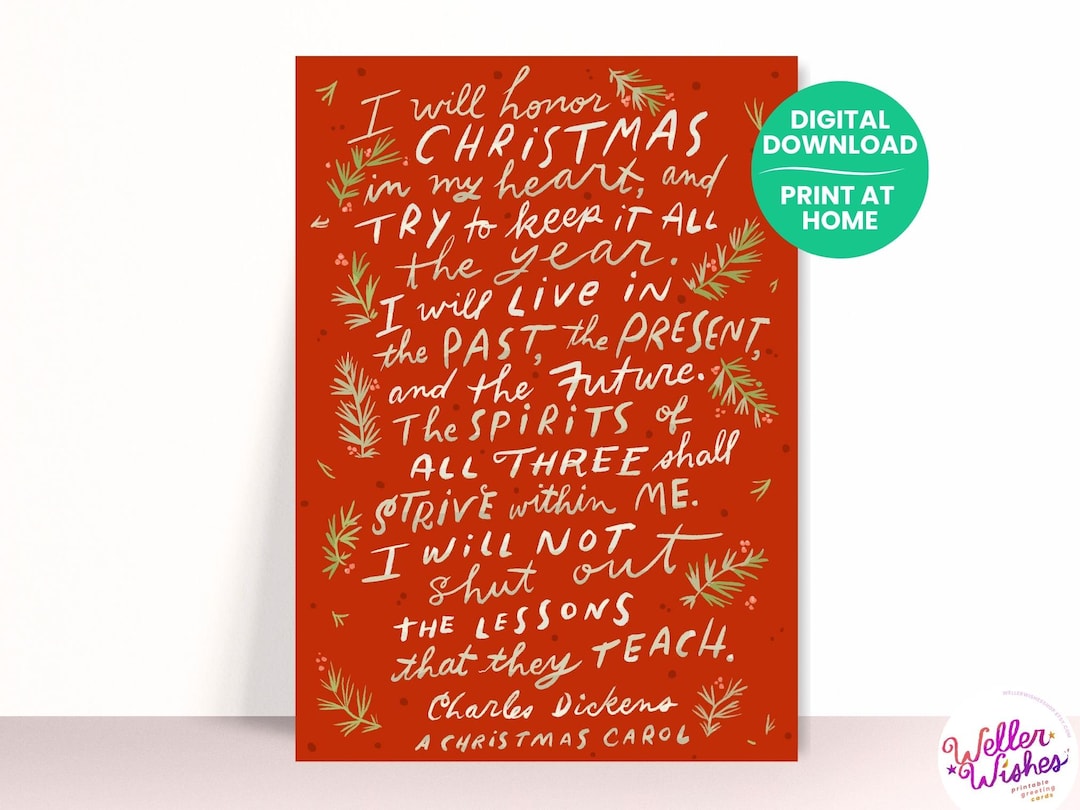 A Christmas Carol Printable Card | Christmas Movie Quote Card | Charles ...
