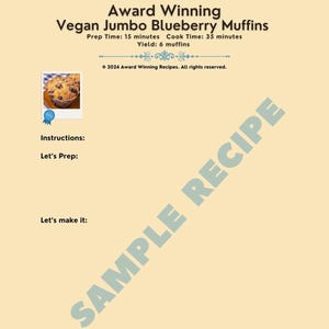Vegan Jumbo Blueberry Muffin Recipe, Award Winning, Bakery Style, PDF ...