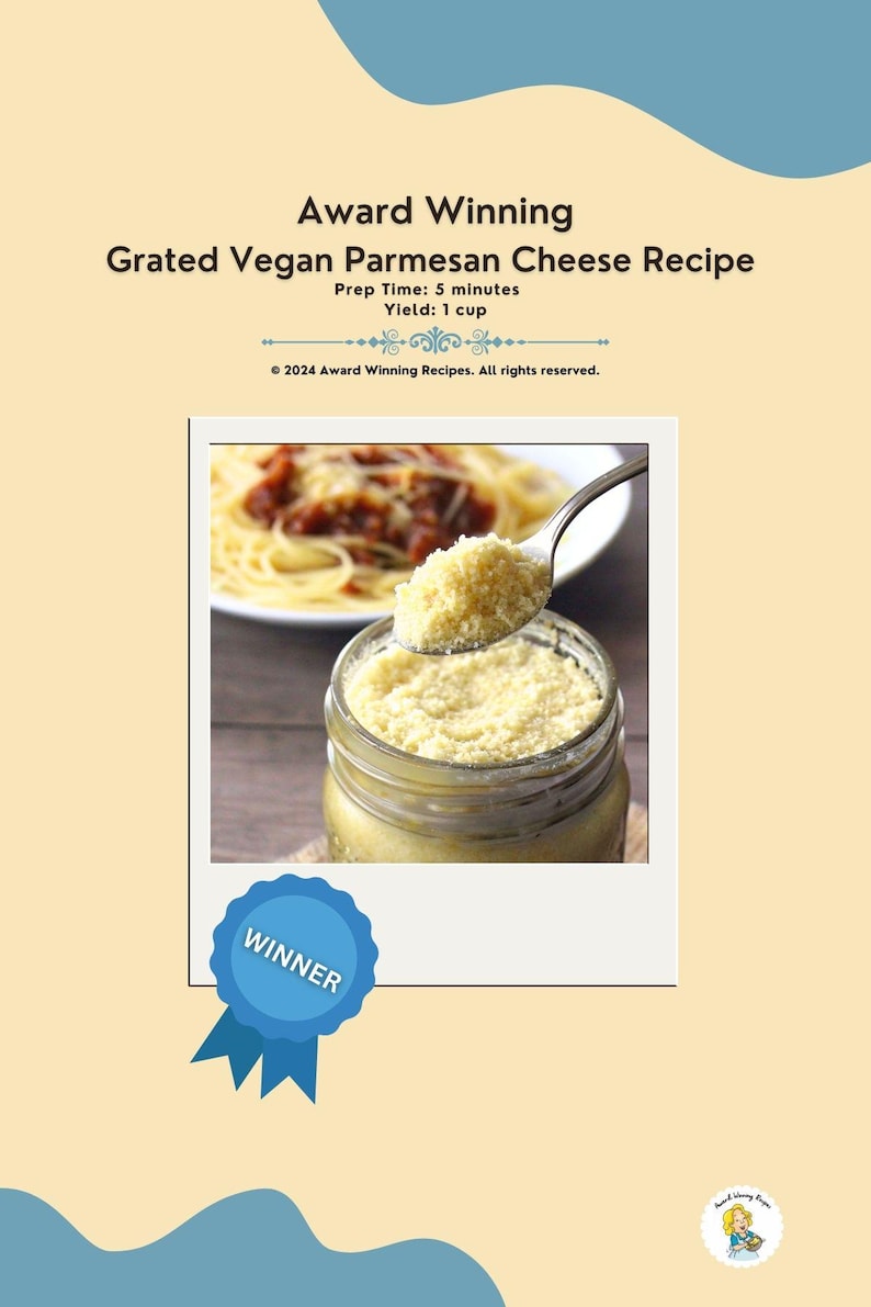 Easy Award Winning Vegan Grated Parmesan Cheese Recipe, Digital PDF ...