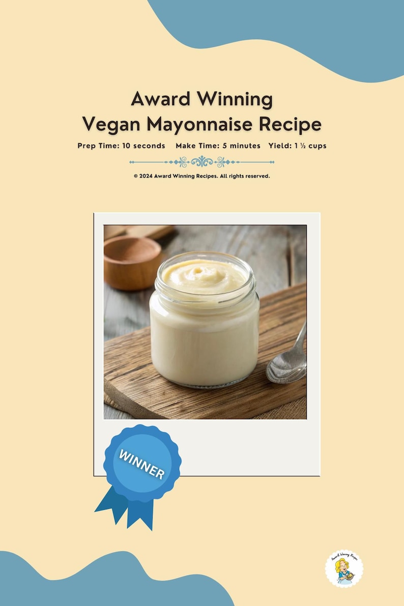 5-minute Vegan Mayonnaise Recipe, Dairy & Egg Free, PDF Download - Etsy