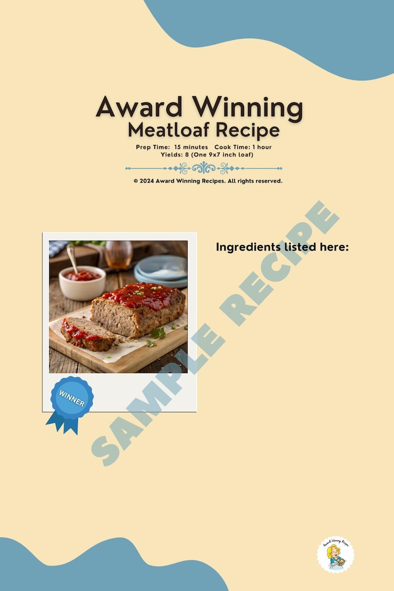 Award Winning Meatloaf Recipe, Classic Comfort Food, Digital PDF - Etsy