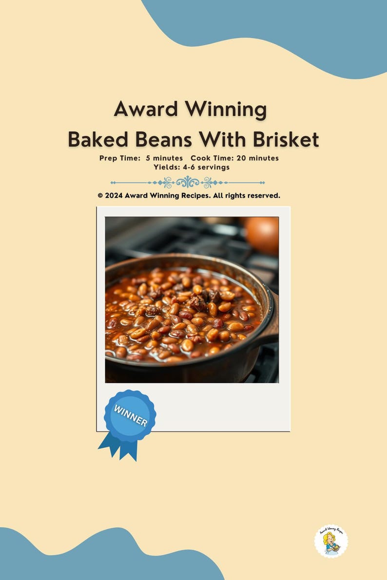 Award Winning Baked Beans With Brisket Recipe, Digital PDF - Etsy
