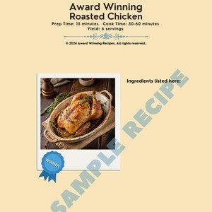 Classic Roasted Chicken Recipe, Award Winning, Digital PDF, Instant ...
