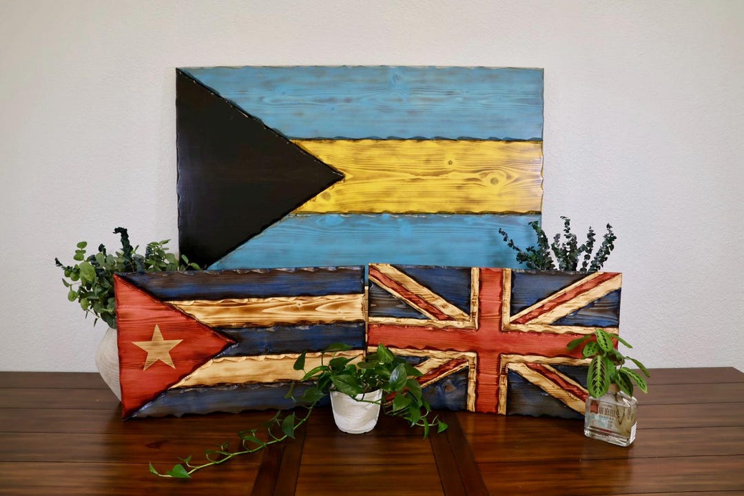 International Wood Flags; Cuban Flag, UK Flag, Bahamas Flag, Rustic - Etsy